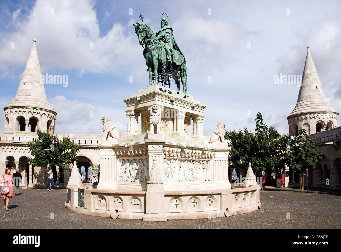 Equestrian statue of St Istvan, Fisherman’s Bastion, Castle Hill, Buda ...