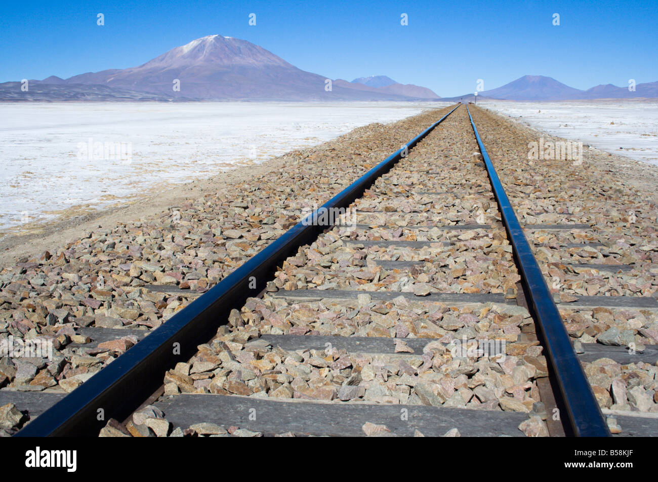 Beautiful and powerful scenery with railway tracks leading far into the ...
