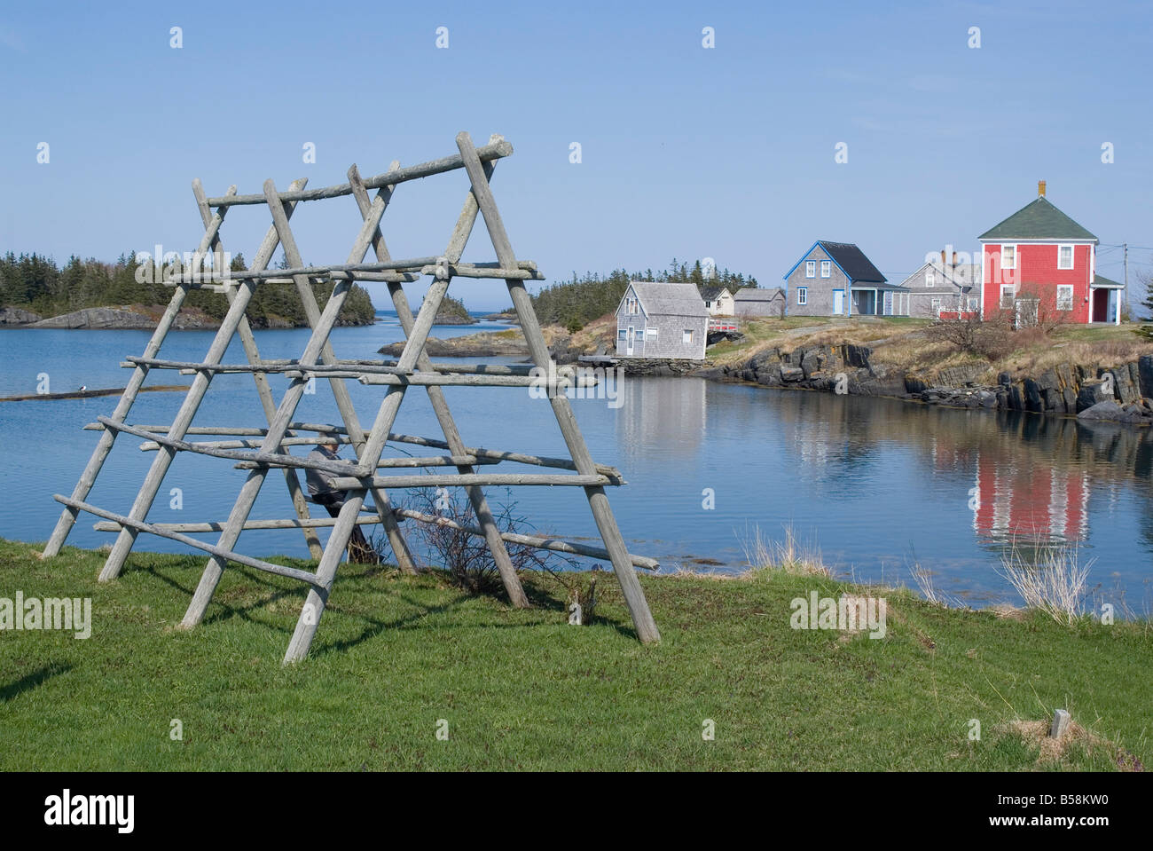 Fish drying racks in the fishing village of Stonehurst South, Nova ...