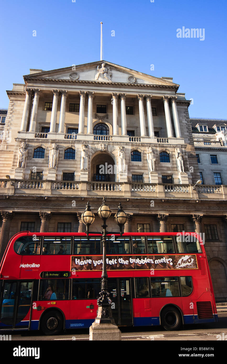 Bubble bursting bus in front of Bank of England London Stock Photo - Alamy