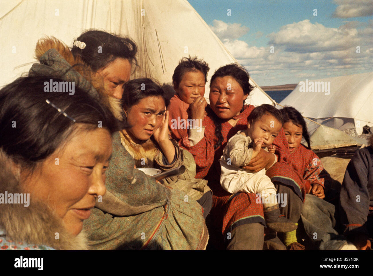 Group portrait of Innuit indians NWT Canada R Cundy Stock Photo - Alamy