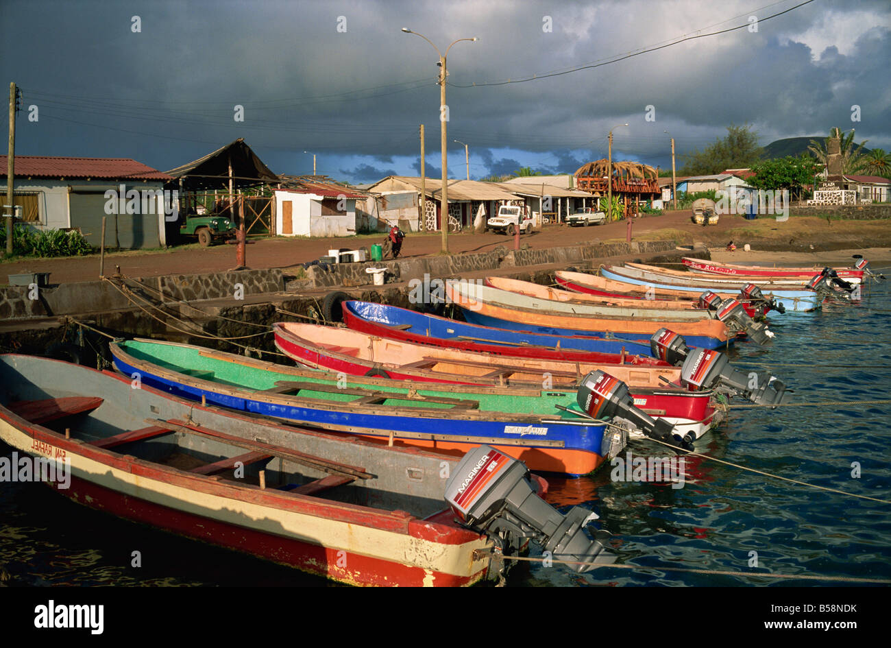 Tuna fishing boats Hanga Roa Easter Island Chile South America Stock ...