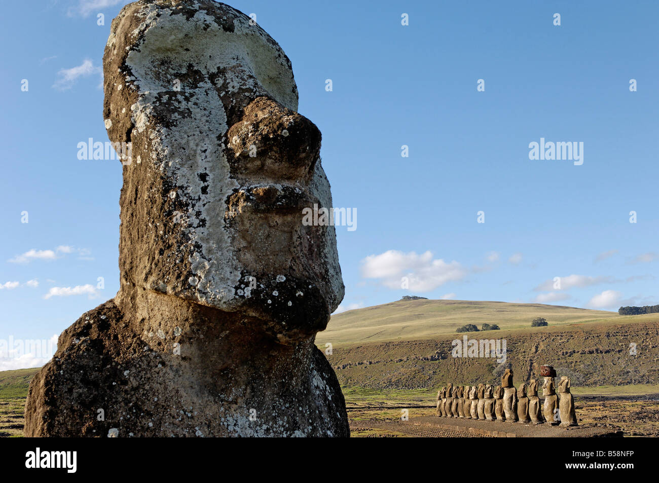 Ahu Tongariki where 15 moai stand with their backs to the ocean, Easter ...