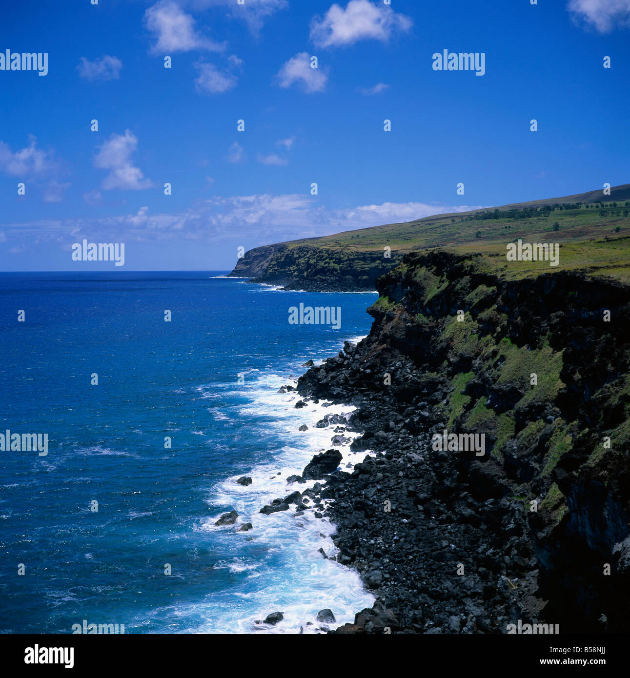 The coastline on the West coast of Easter Island Chile Pacific Islands ...