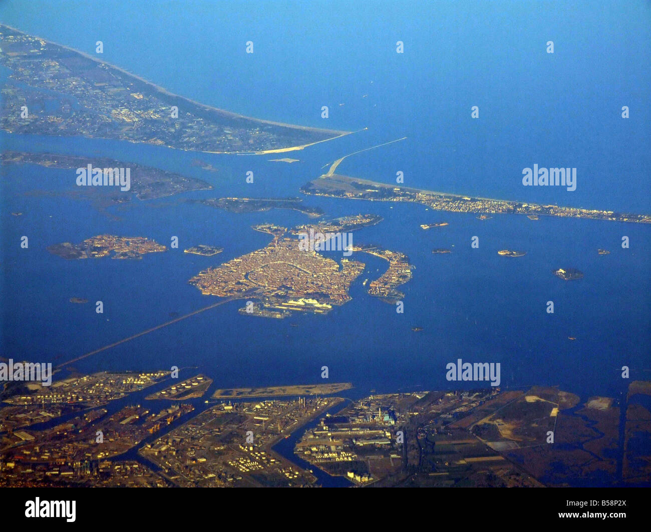aerial view of venice seen from plane window Stock Photo - Alamy