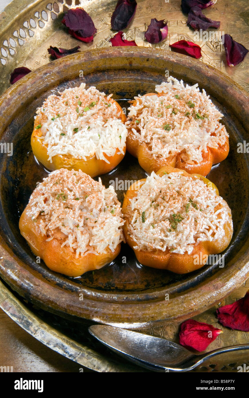 Arabic food, tomatoes with rice cooked in the oven, Middle East Stock ...