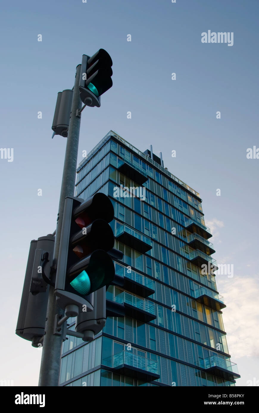 Traffic lights and the high rise Alto Vetro residential tower at Grand ...