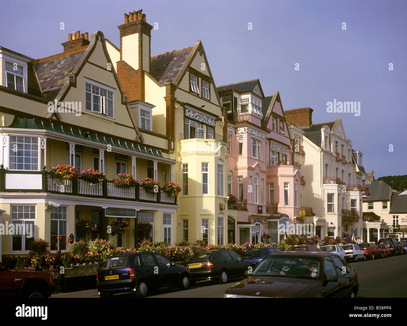 UK England Devon Sidmouth colourful seafront buildings Stock Photo - Alamy