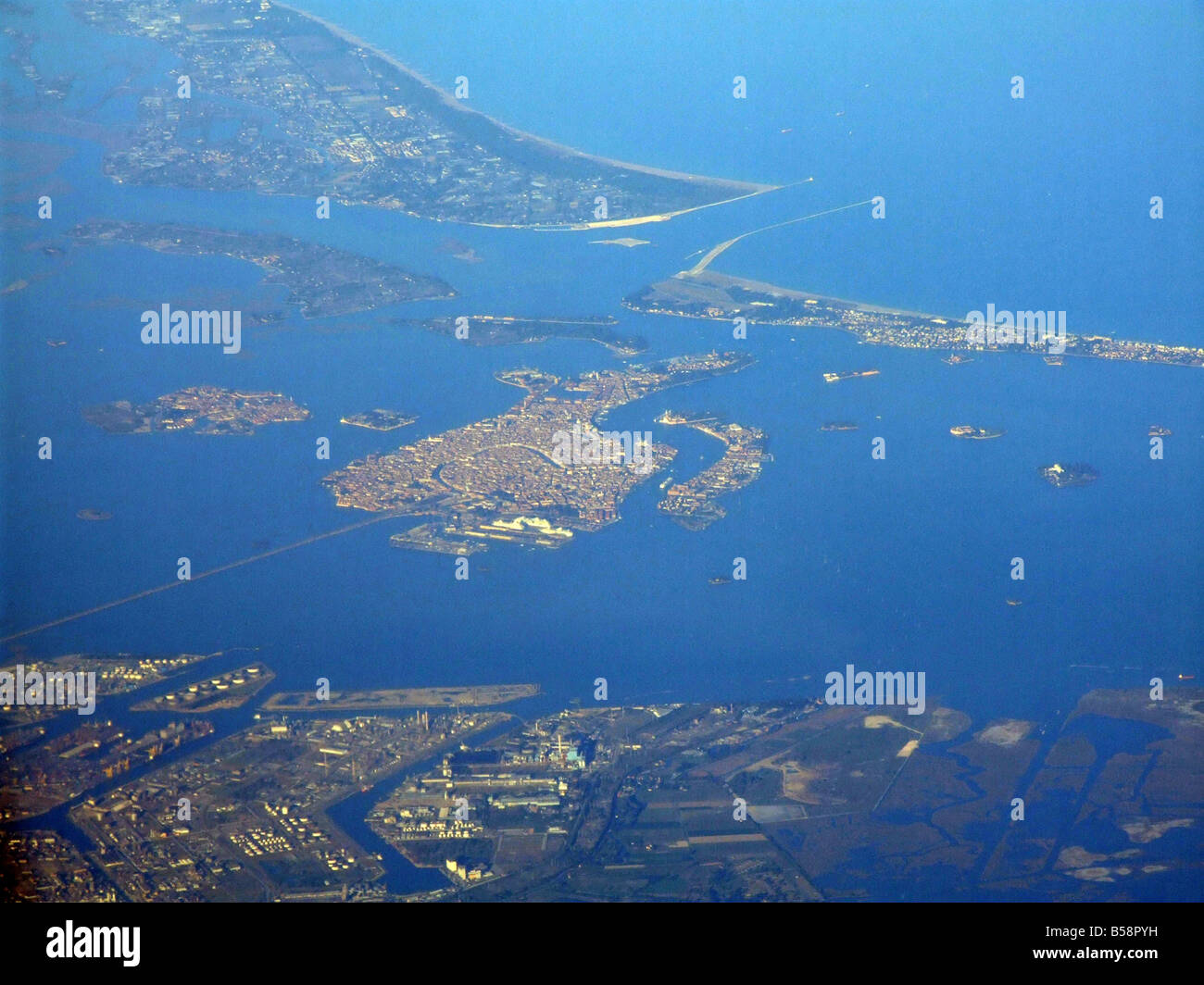 aerial view of venice seen from plane window Stock Photo - Alamy