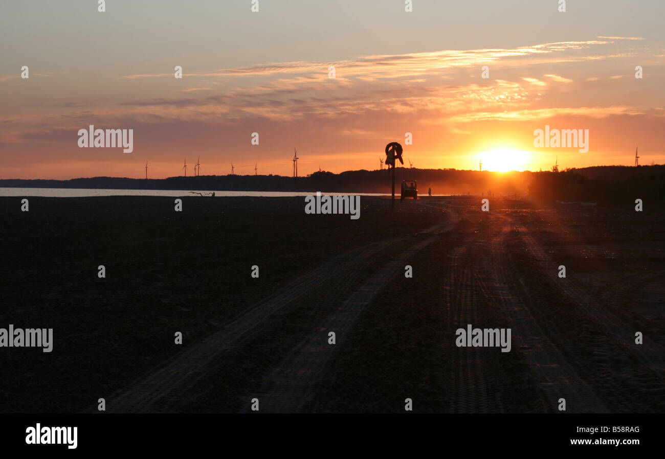 Sunset Beach Tracks Stock Photo - Alamy