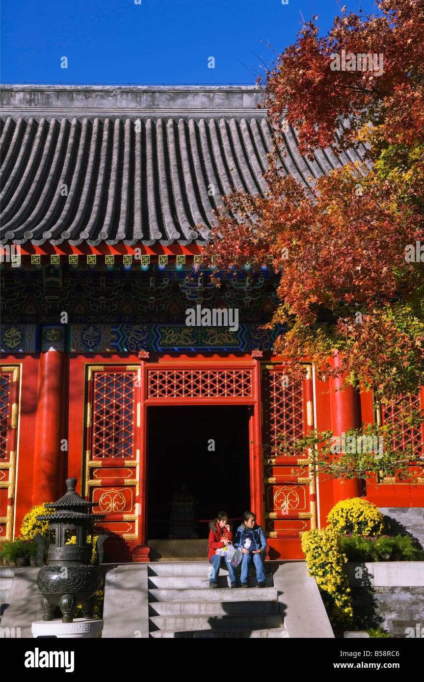 Autumn colours at a temple in Fragrant Hills Park in the Western Hills ...