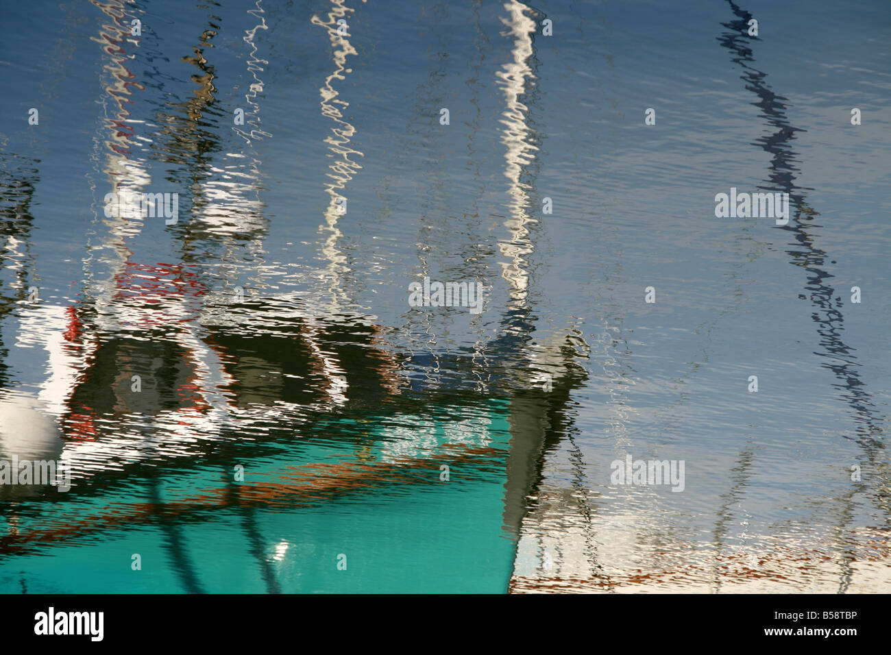 abstract reflection of one boat in water in sea Stock Photo - Alamy