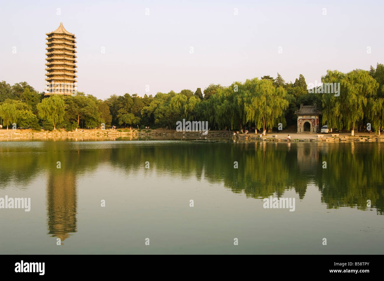 Boya Tower pagoda within the grounds of Beijing University, Haidian ...