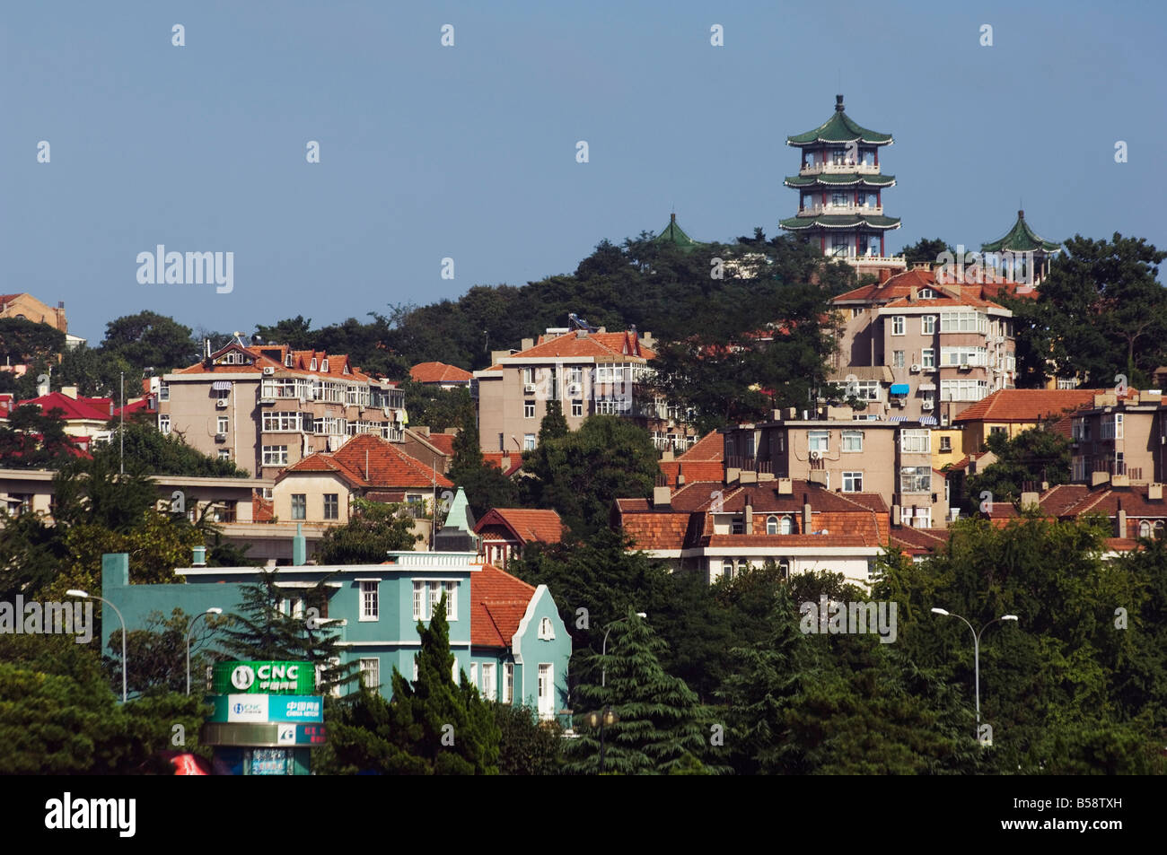 German architecture and Chinese pagoda in Qingdao, host of the sailing ...