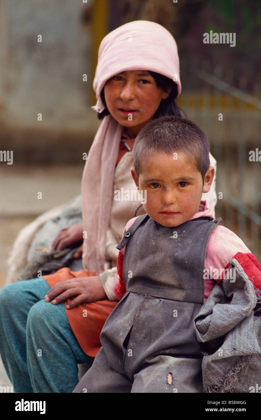 Portrait of two Tadjik children at Tashkurghan China D C Poole Stock ...