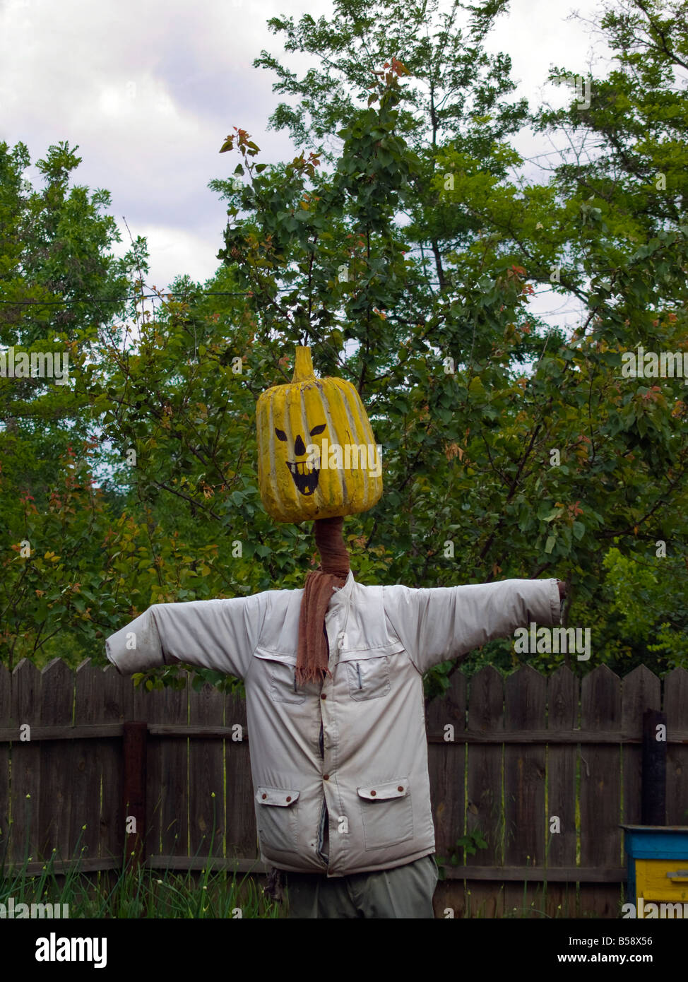 A rather fancy scarecrow Stock Photo - Alamy
