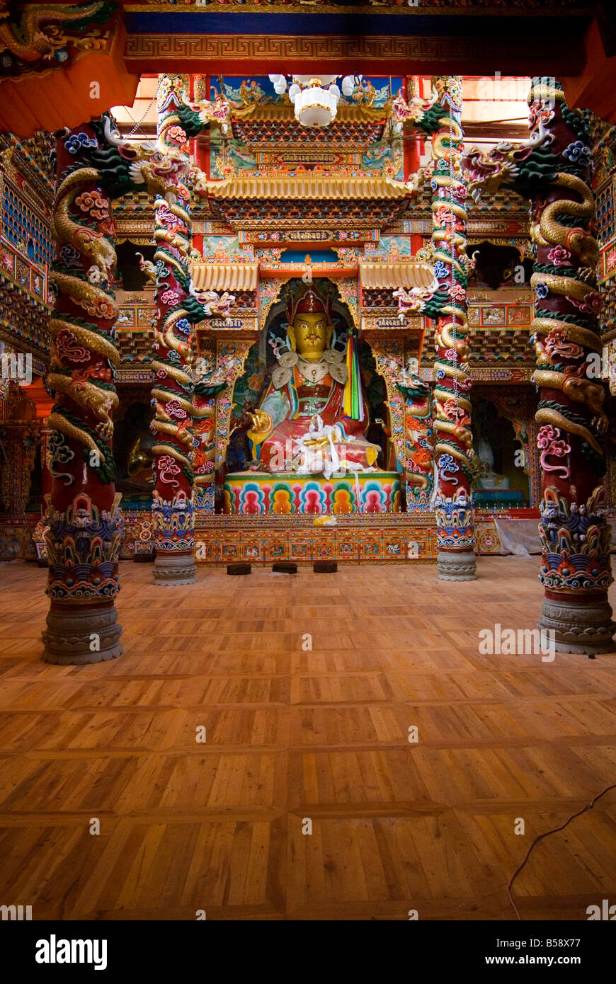 Newly renovated temple interior, Jingang Si, Kangding, Sichuan, China ...