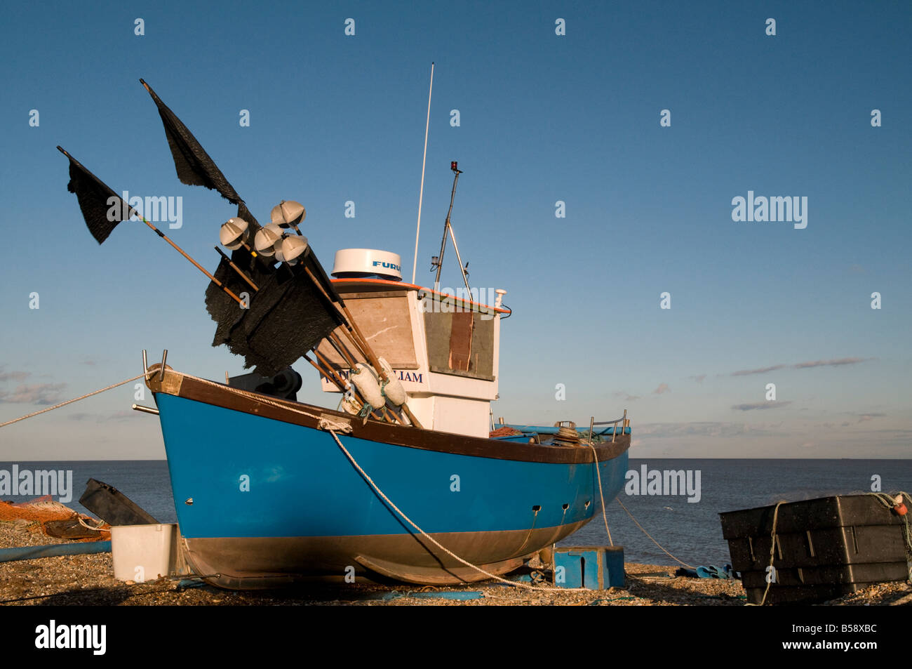 Fishing Boat On Aldeburgh Beach, Suffolk UK Stock Photo - Alamy