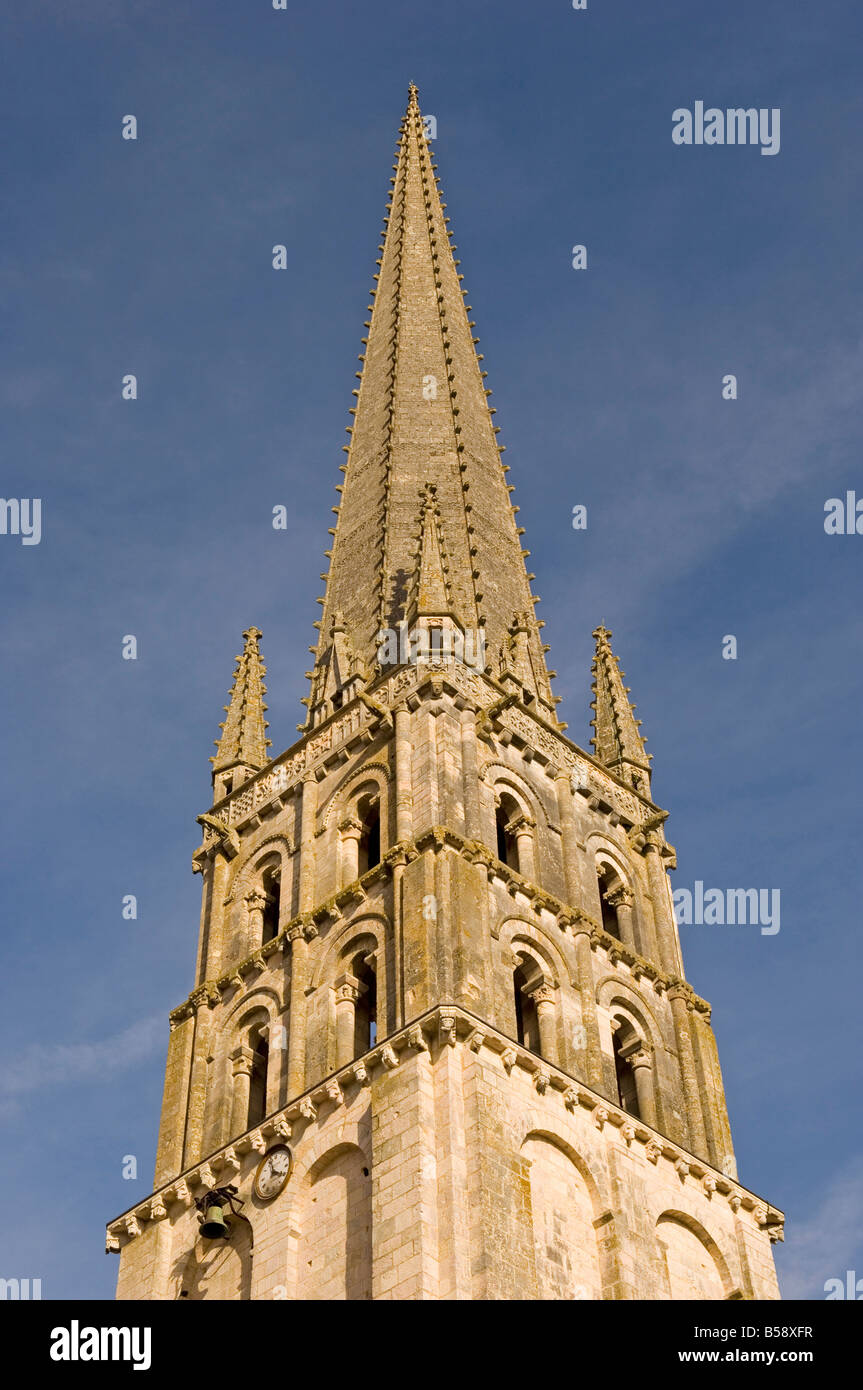 Spire of the abbey church of Saint-Savin sur Gartempe, known as the ...