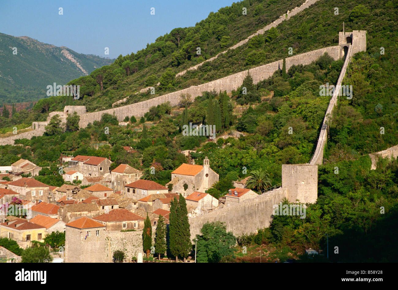The 14th century walls Ston Croatia Europe Stock Photo - Alamy