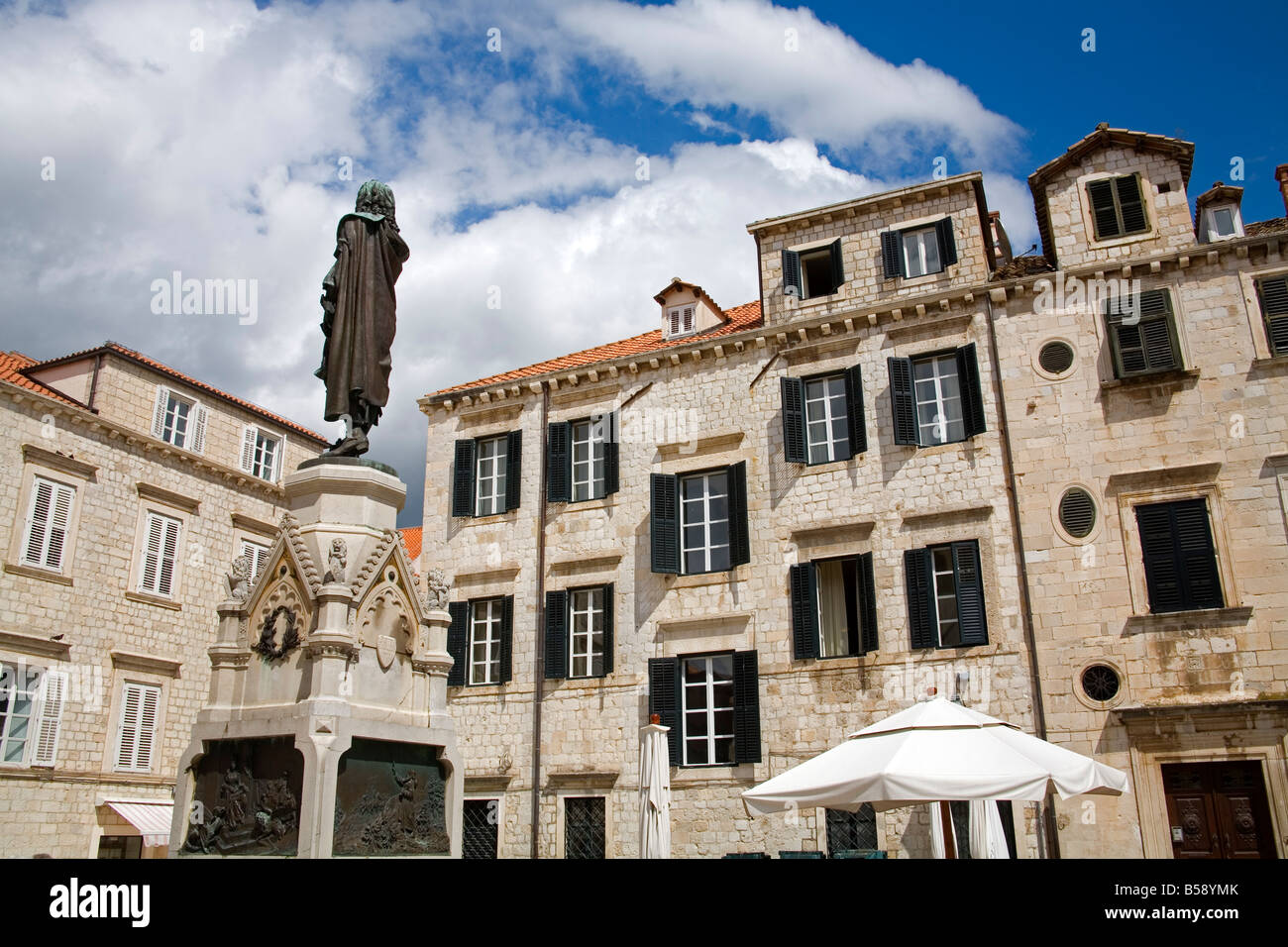 Ivan Gundulic statue in Gundulic Square, Dubrovnik, Dalmatia, Croatia ...