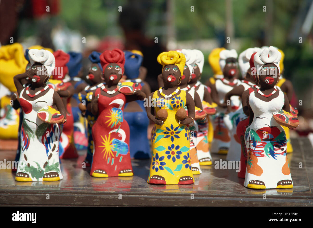 Traditional colourful pottery characters, Cuba, West Indies, Central ...