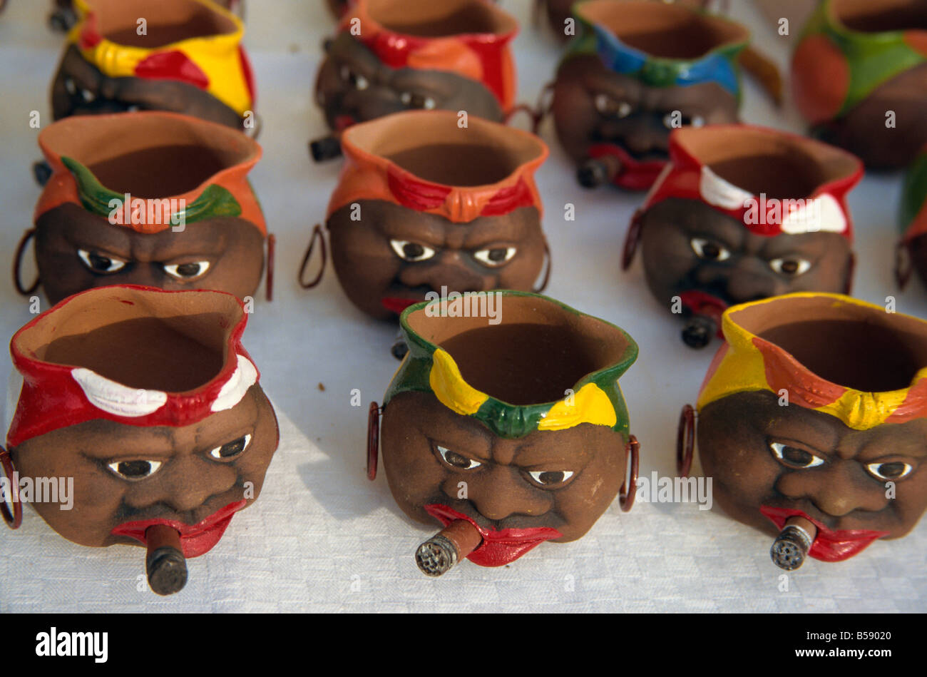Traditional colourful pottery characters, Cuba, West Indies, Central ...