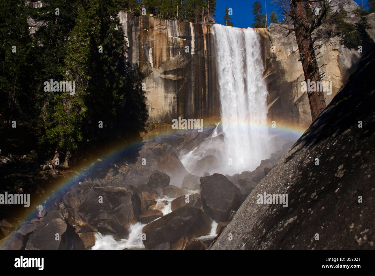 Rainbow created by mist from Vernal Fall March 2005 Vernal Fall is on ...