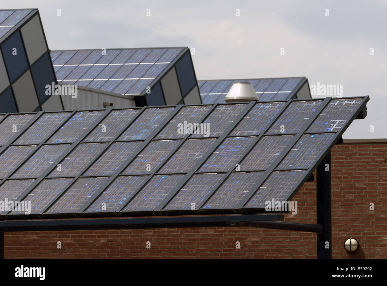 Solar panels fitted to a sports centre on the world's largest solar ...
