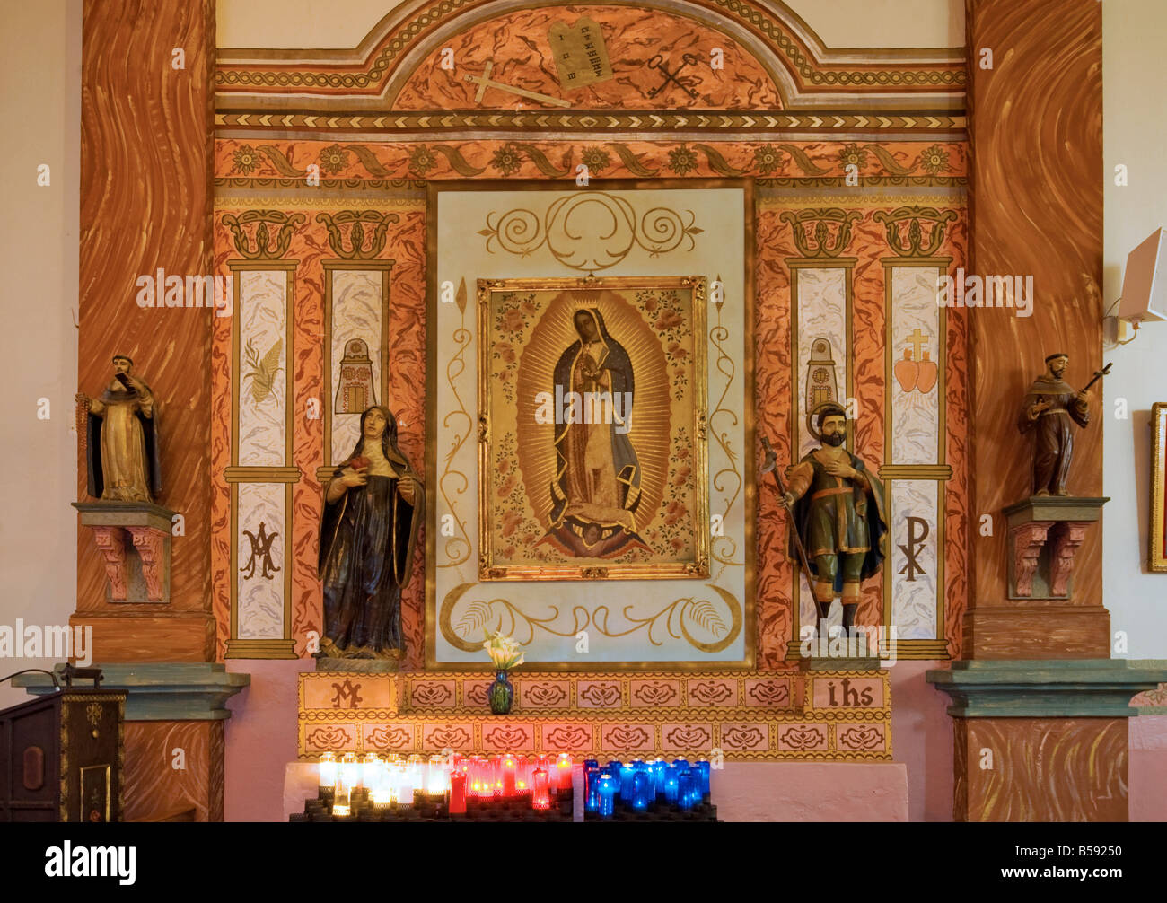 Altar of Our Lady of Guadalupe at Mission San Buenaventura in Ventura ...