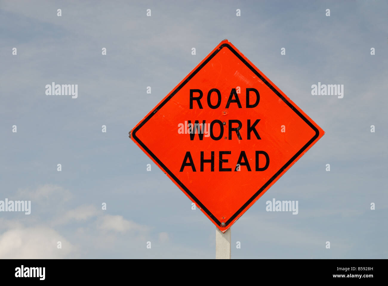 Road work ahead sign Stock Photo - Alamy