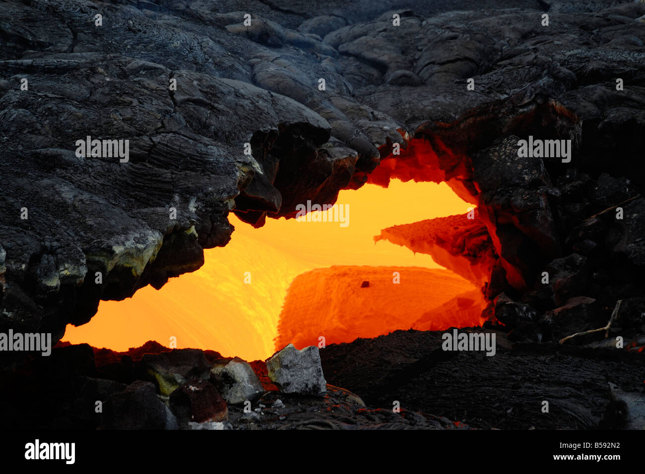 Skylight and flowing lava Stock Photo - Alamy