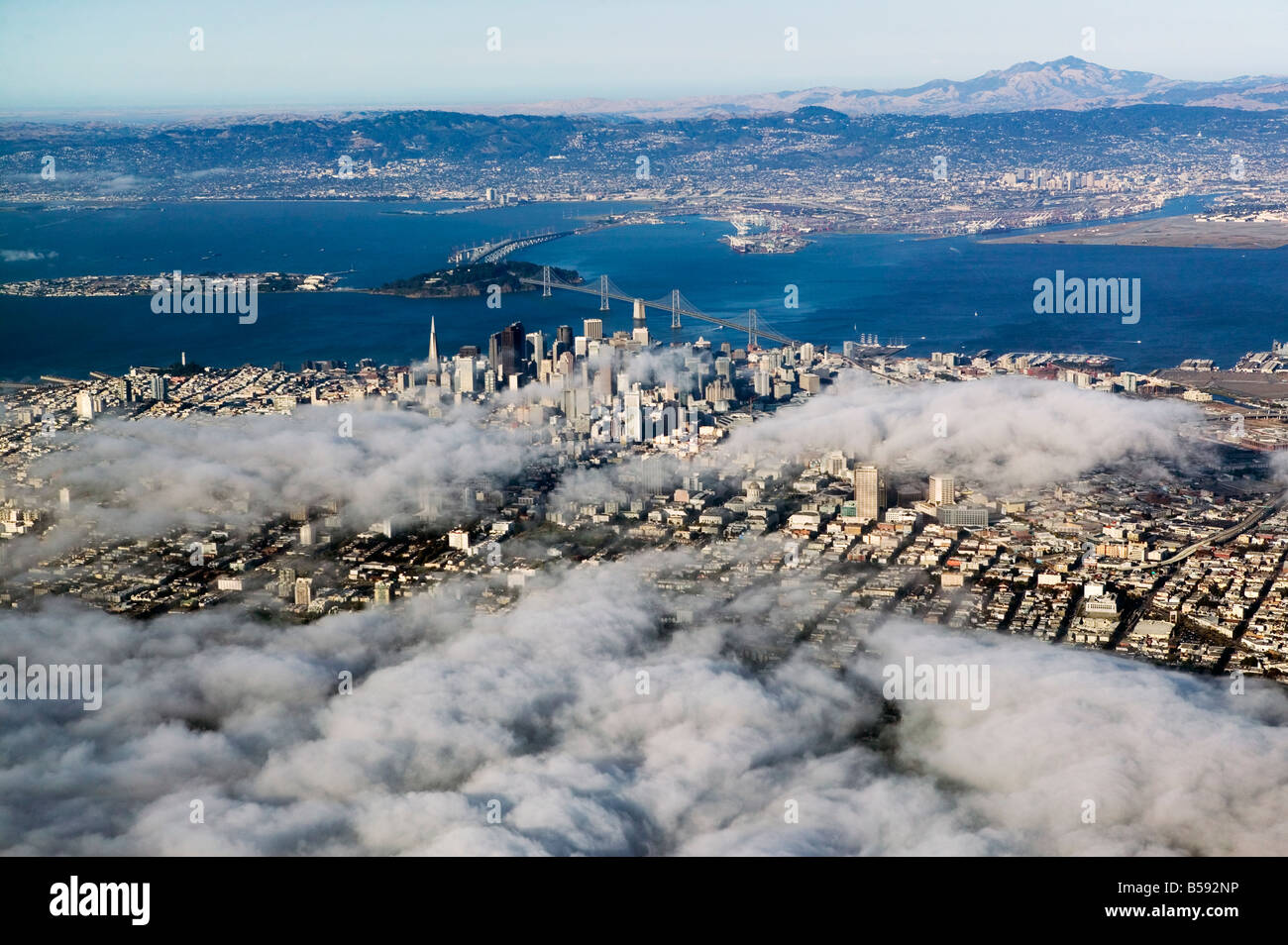 aerial view above fog over San Francisco California Stock Photo - Alamy