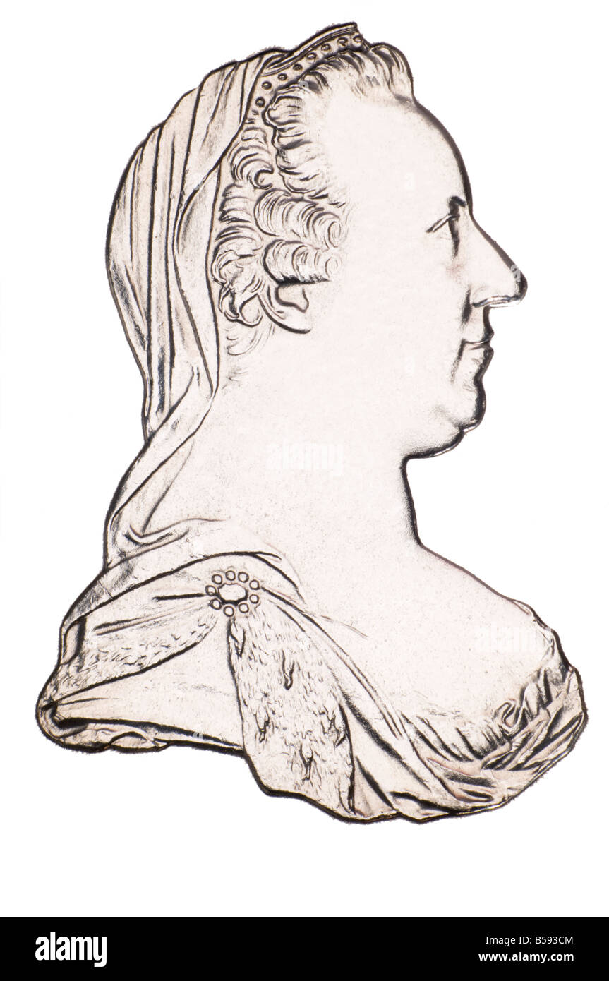 Portrait Profile of Maria Theresia of Austria, from Silver Thaler coin ...