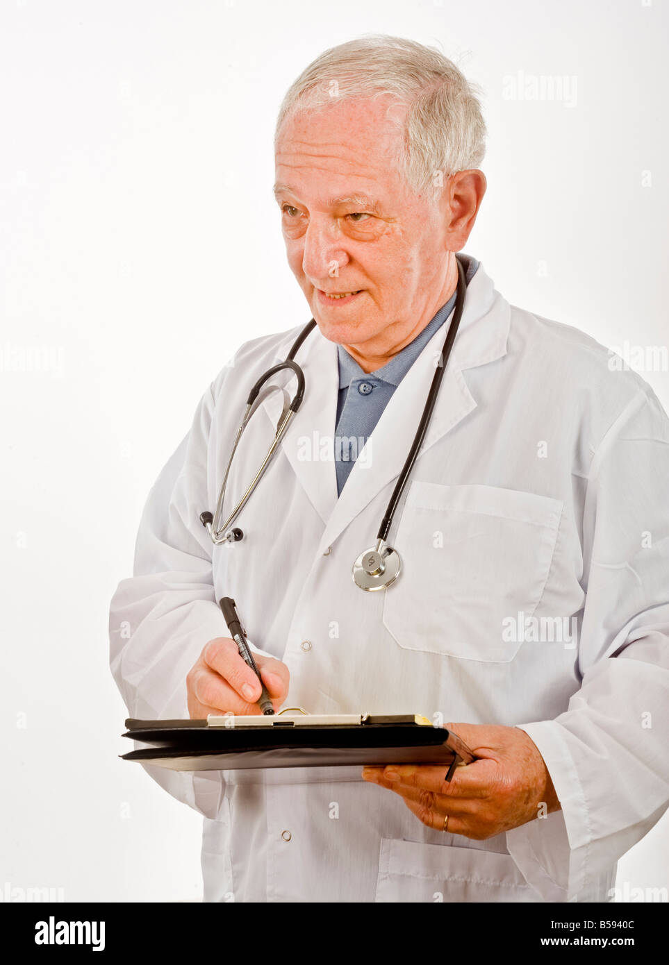 portrait of a senior doctor isolated on white Stock Photo - Alamy