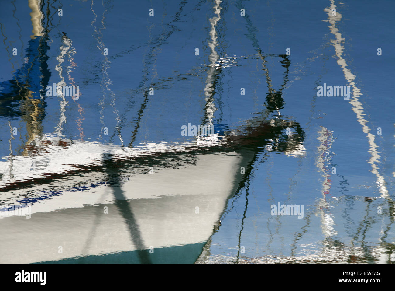 abstract reflection of one boat in water in sea Stock Photo - Alamy