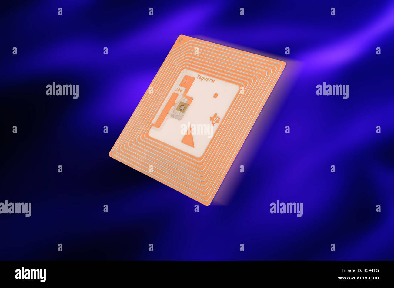 Concept image of RFID tag on a blue background Stock Photo - Alamy