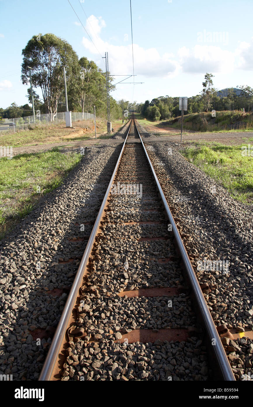 Railway line receding into the distance in Queensland QLD Australia ...