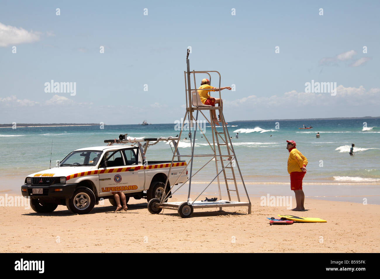 Lifeguards on Cylinder Beach North Stradbroke Island Queensland QLD ...