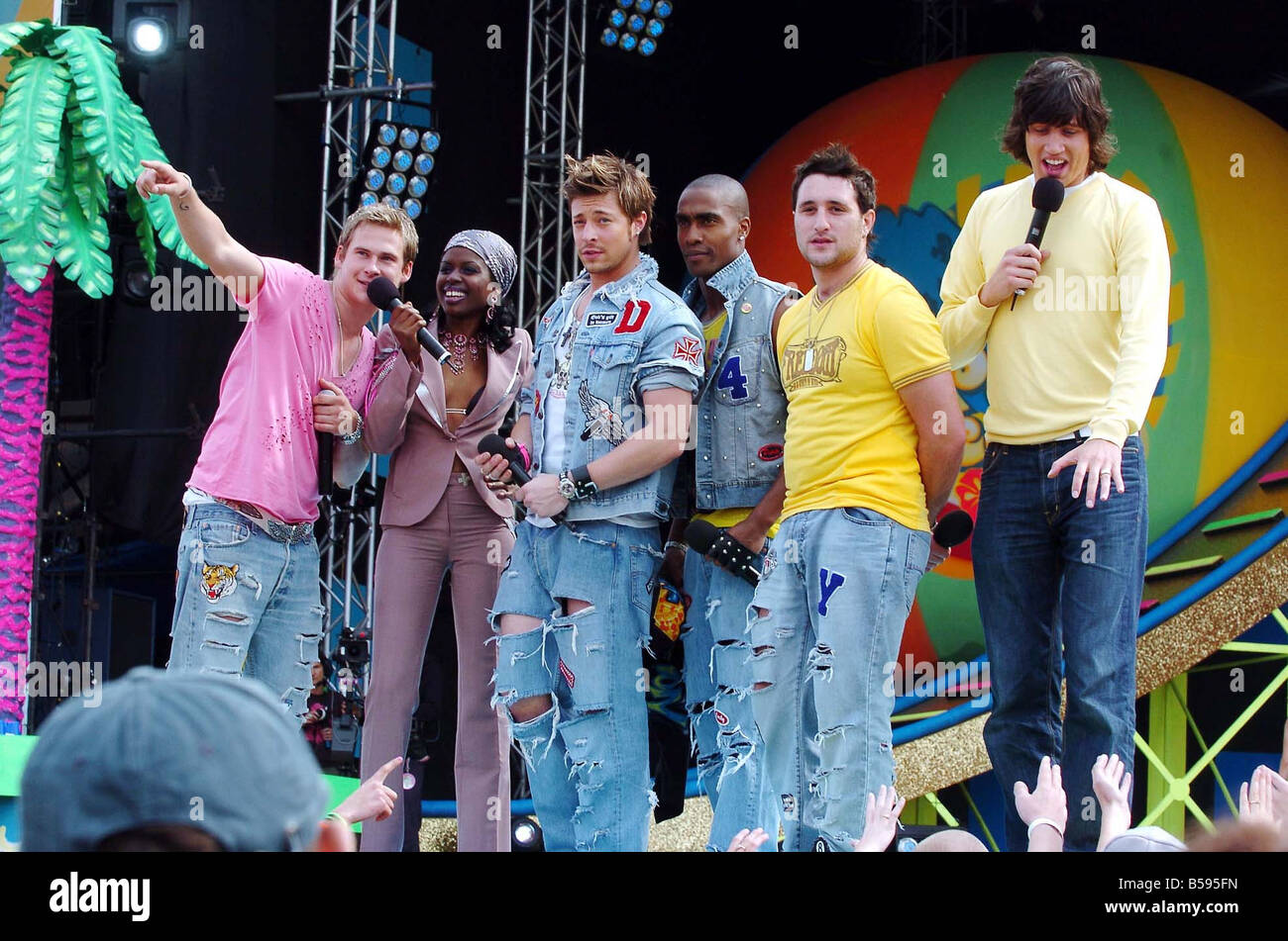 Channel 4 pop beach festival in Great Yarmouth June 2004 Pop band Blue ...