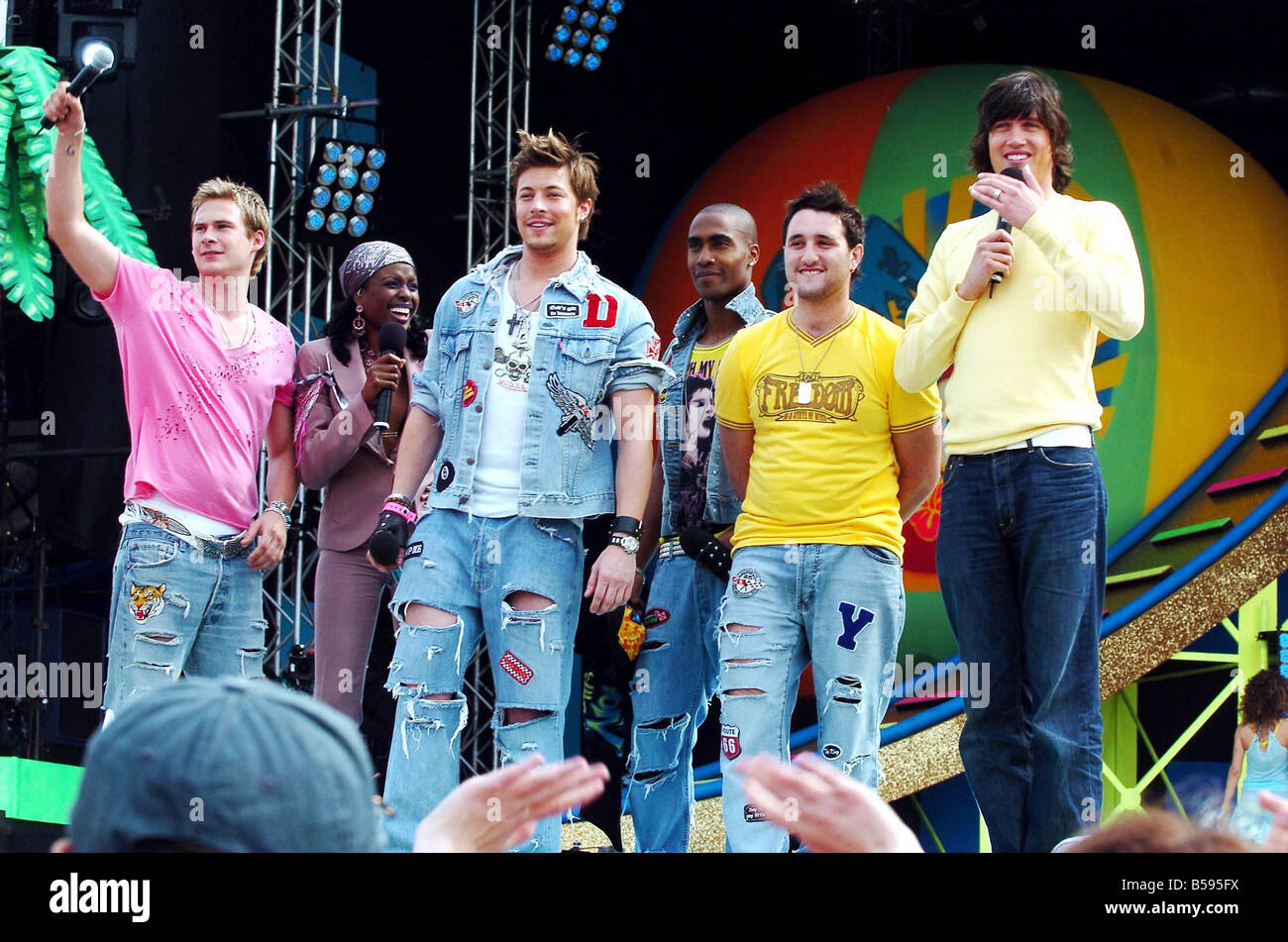 Channel 4 pop beach festival in Great Yarmouth June 2004 Pop band Blue ...