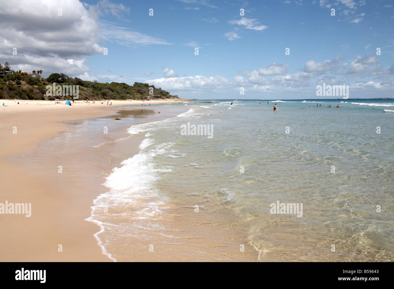 Deadmans beach with wide sunny summer sky and sea on North Stradbroke ...