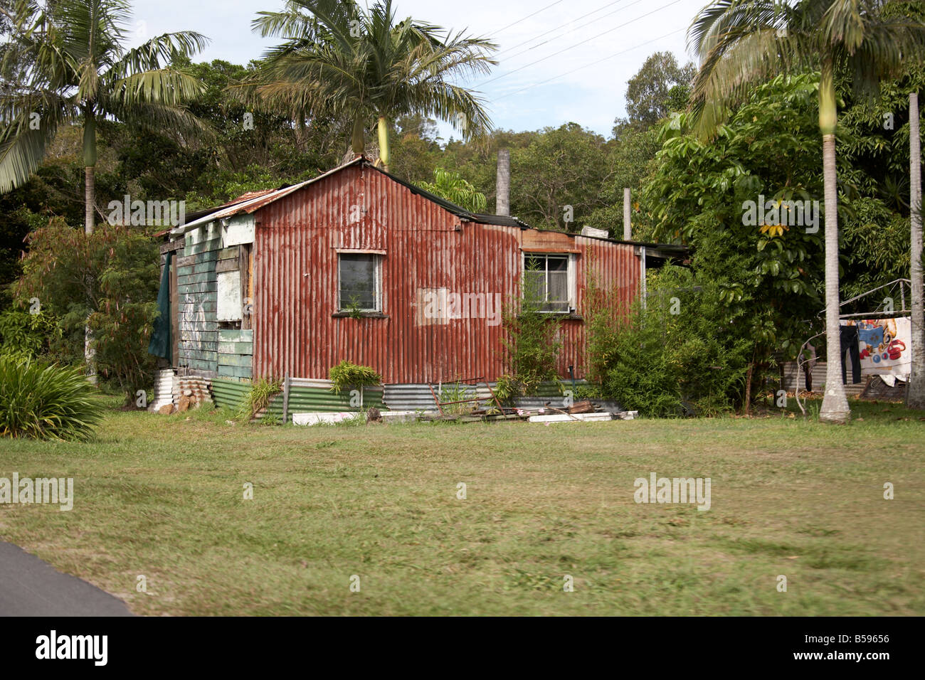 Aboriginal corrugated iron clad house on Stradbroke Island Queensland ...