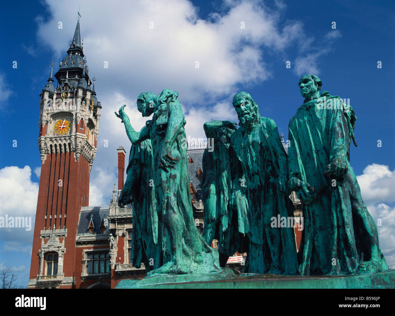 Monument to the Burghers of Calais by Rodin in front of the town hall ...