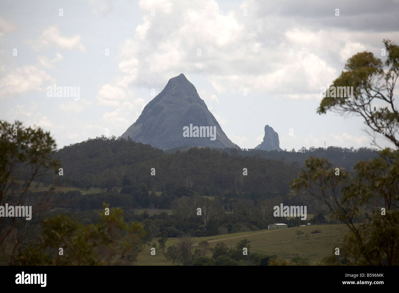 Dramatic pyramid mountain in Glasshouse Mountains National Park from ...