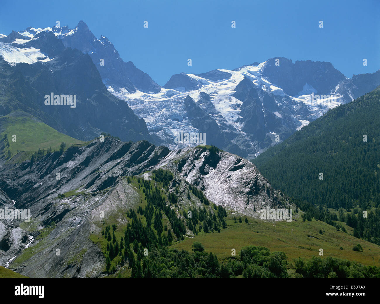 Mountains of the Haute Alpes viewed from the Col de Galibier 2704m in ...