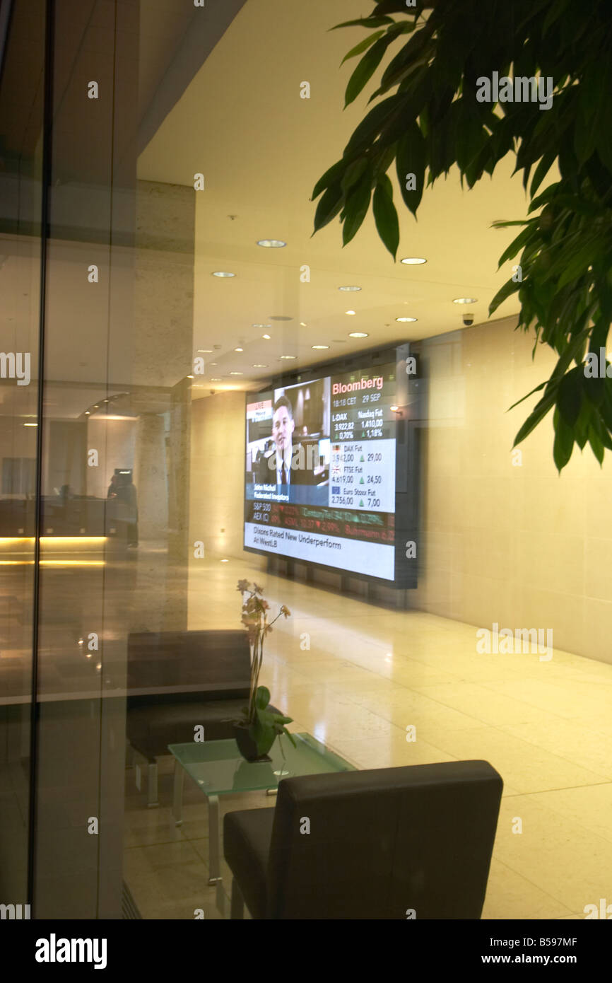 Bloomberg screen in office building in City of London EC2 England Stock ...