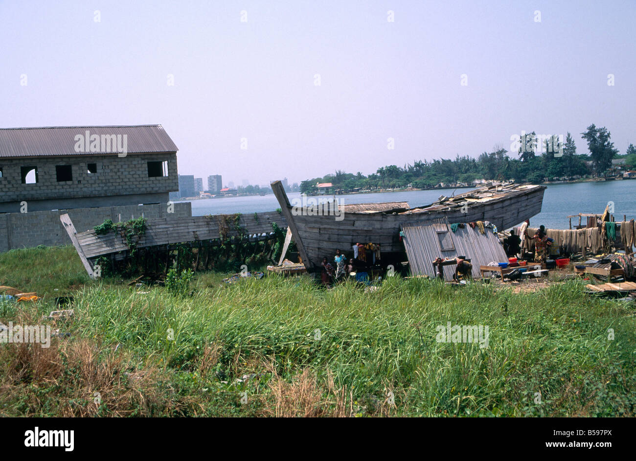 Fishing boats by the river in Lagos Nigeria Africa Stock Photo - Alamy