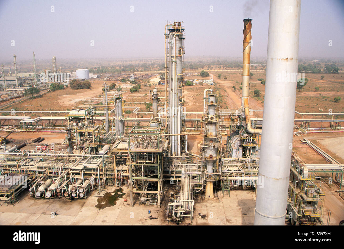 High level view of pipes storage tanks and facilities in NNPC Nigerian ...