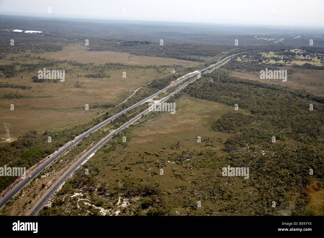 Aerial view north west of The Southern Freeway Darkes Forest and ...